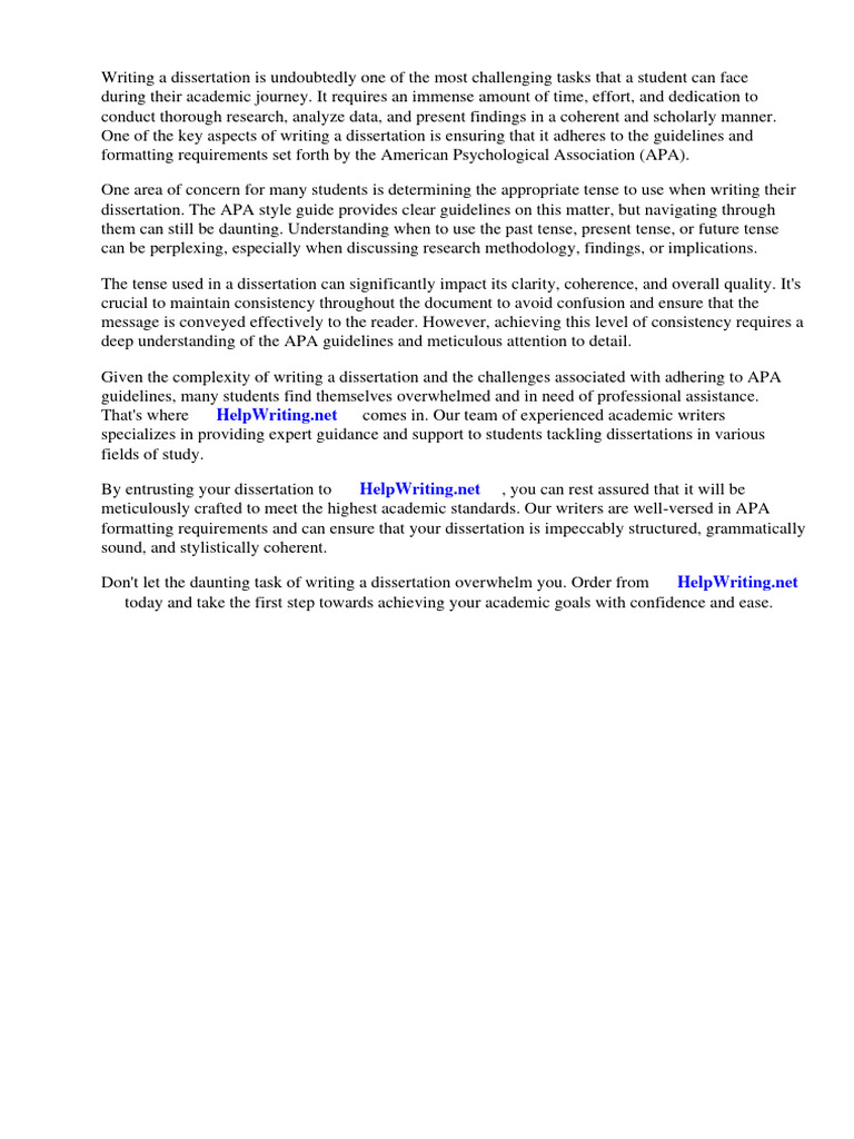 Apa Dissertation Tense Pdf Apa Style Thesis