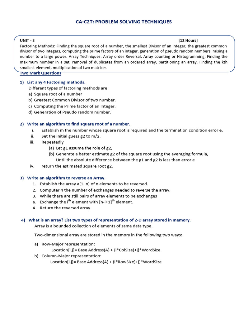 PST Unit 3 | PDF | Matrix (Mathematics) | Factorization PST Unit 3 | PDF | Matrix (Mathematics) | Factorization
