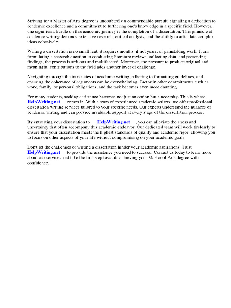 Master of Arts Dissertation | PDF | Thesis | Methodology