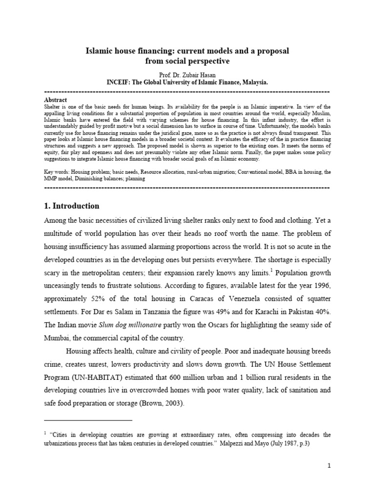 Islamic House Financing Current Models and A Proposal | PDF | Interest | Islamic Banking And Finance
