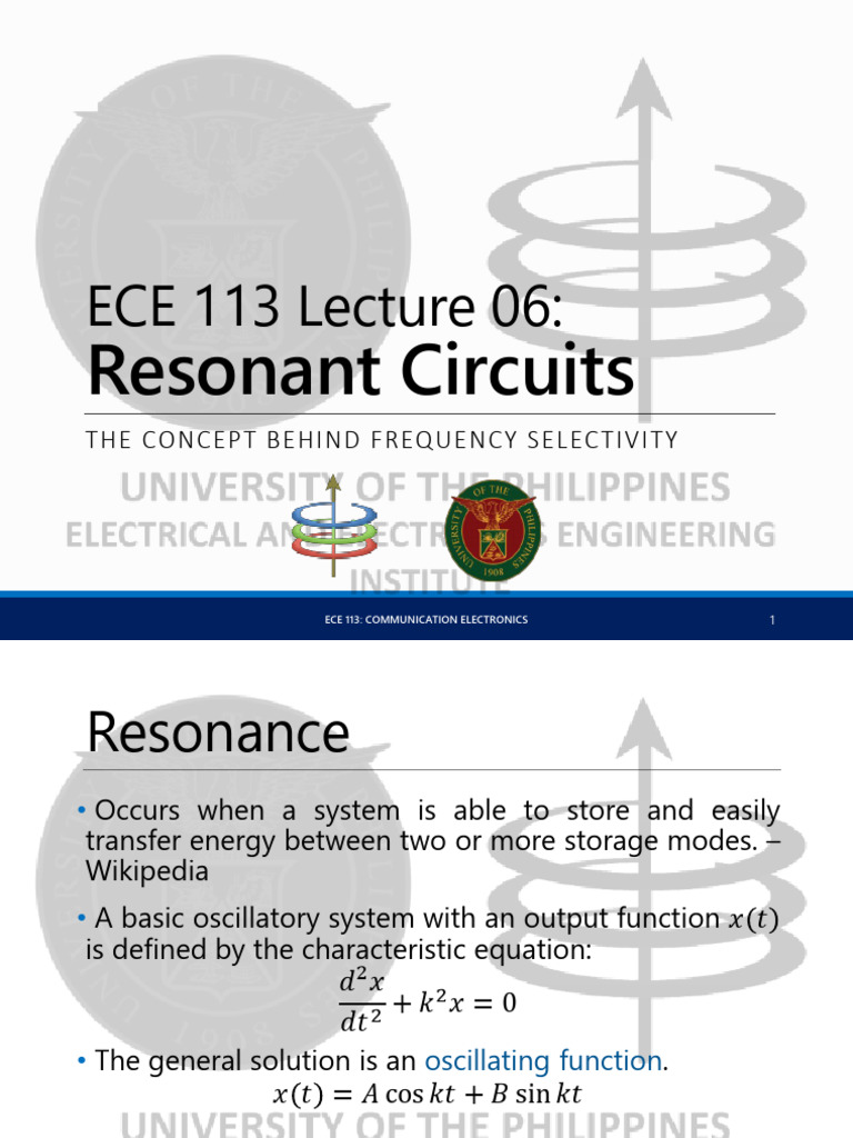 ece113_lec06_resonant_circuits | PDF | Resonance | Capacitor