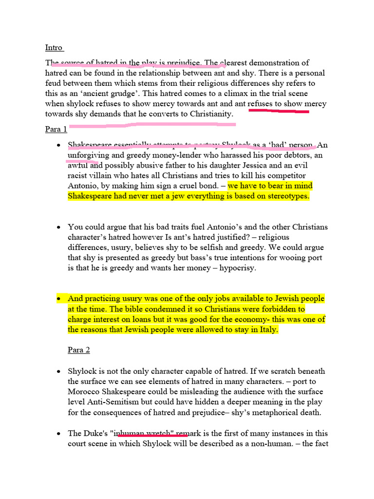 Merchent of Venice Analysis | PDF | The Merchant Of Venice | Shylock