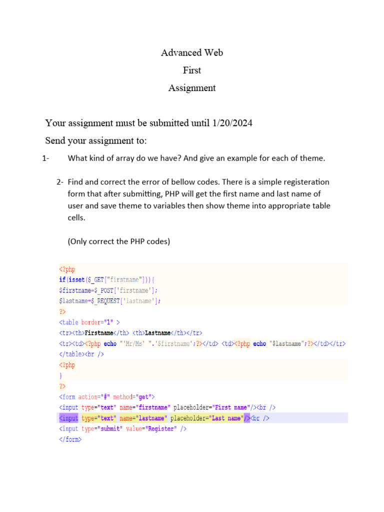 Advanced WEb First Assignment534 | PDF