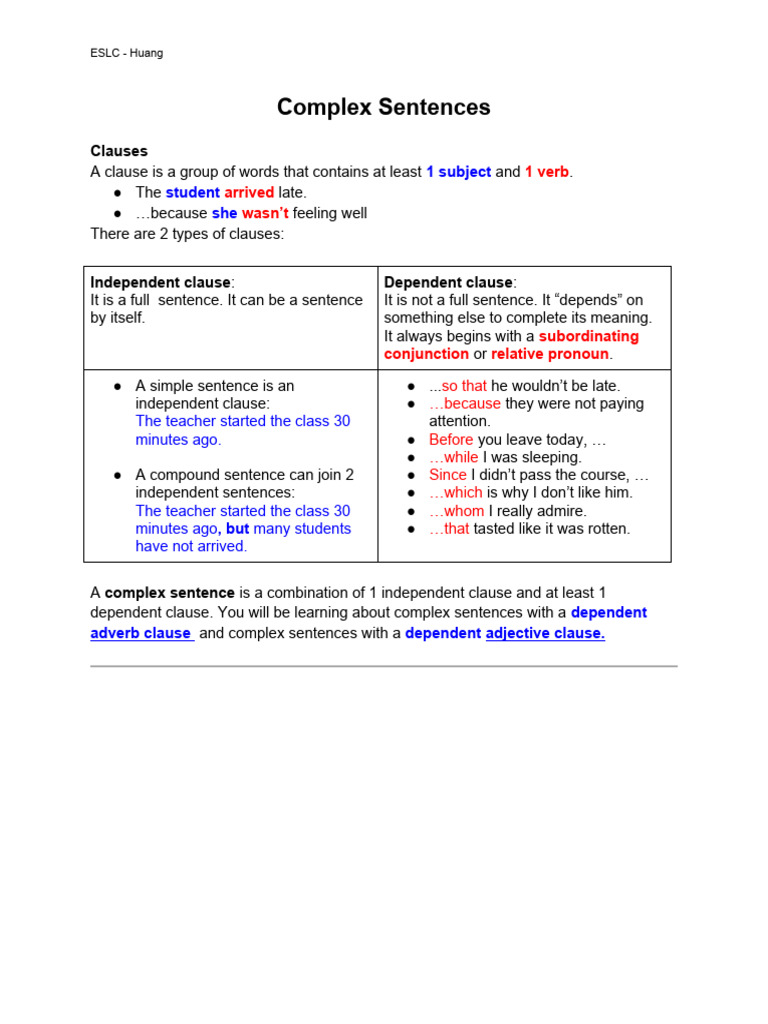 Complex Sentences with Adverb Clauses | PDF | Clause | Adverb