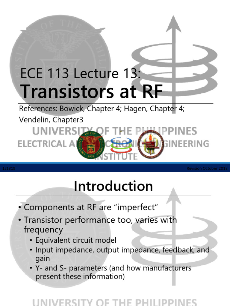 Ece113 Lec13 Transistors at RF | PDF | Transistor | Amplifier