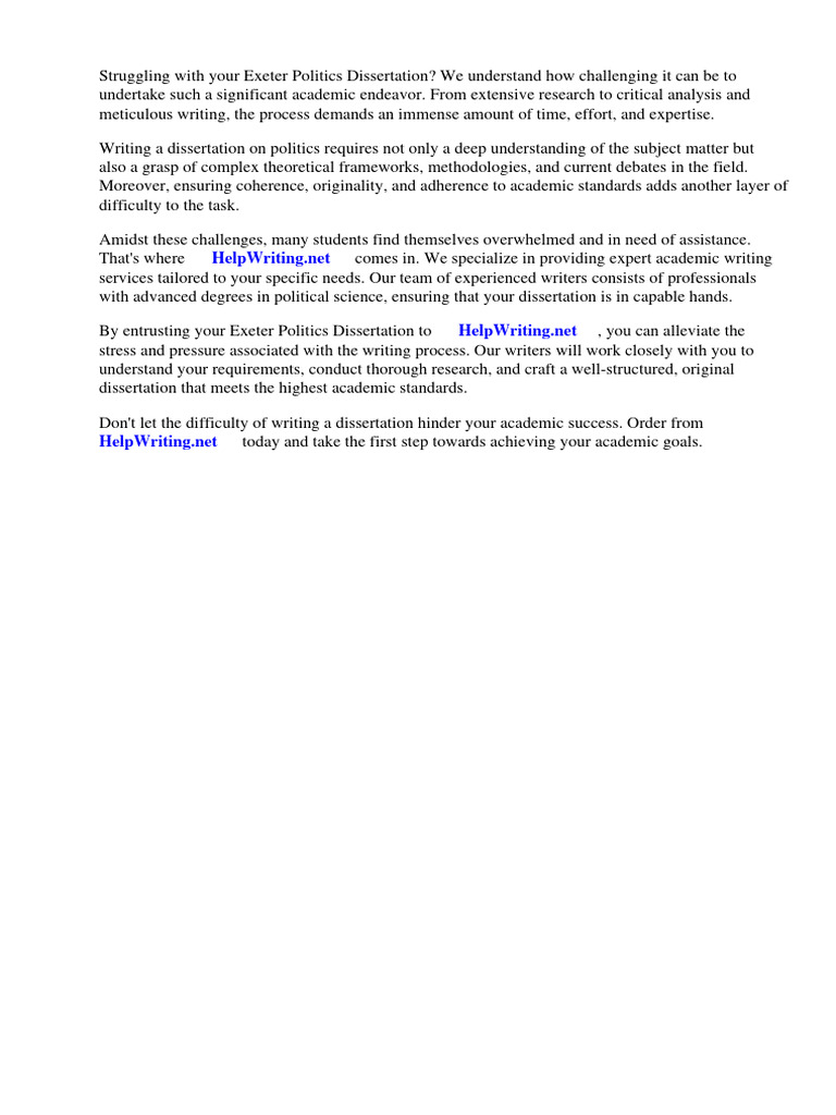 Exeter Politics Dissertation | PDF | Thesis | Political Science