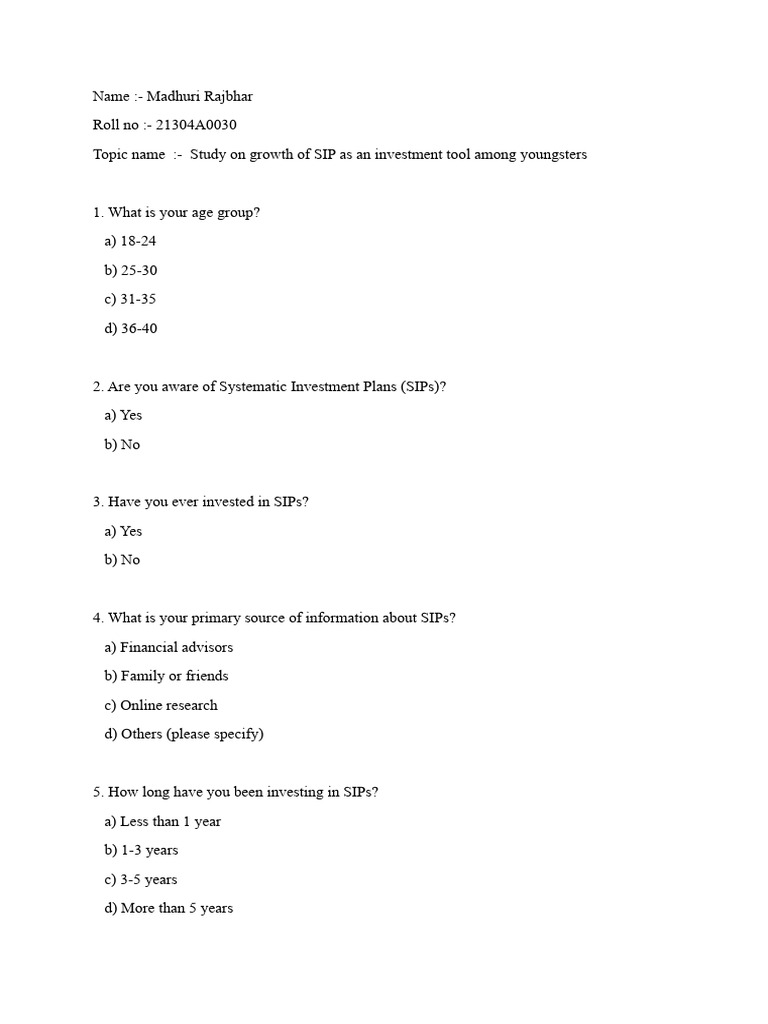 Questionnaires | PDF | Investing | Risk