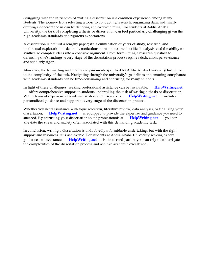 Addis Ababa University Thesis and Dissertation PDF | PDF | Thesis | Ethiopia