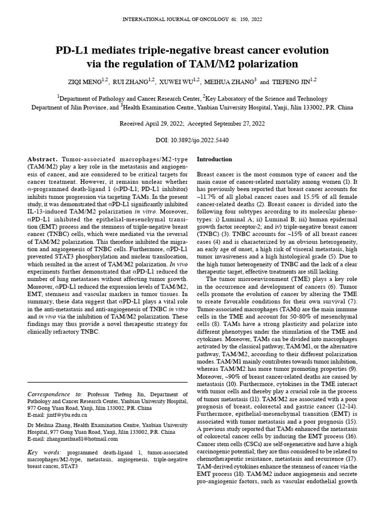 Article 5 POC | PDF | Metastasis | Life Sciences