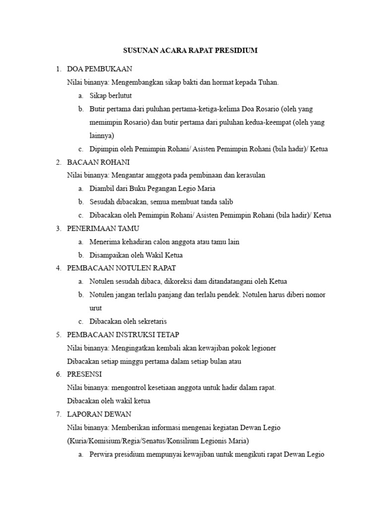 Susunan Acara Rapat Presidium | PDF