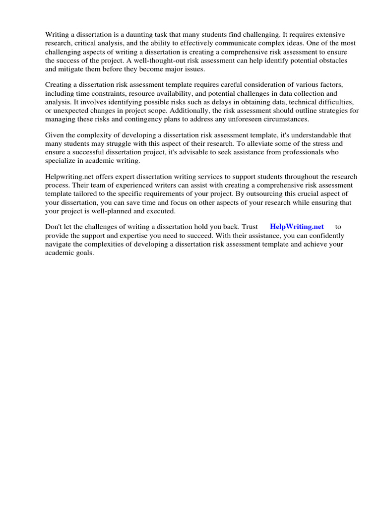 Dissertation Risk Assessment Template | PDF