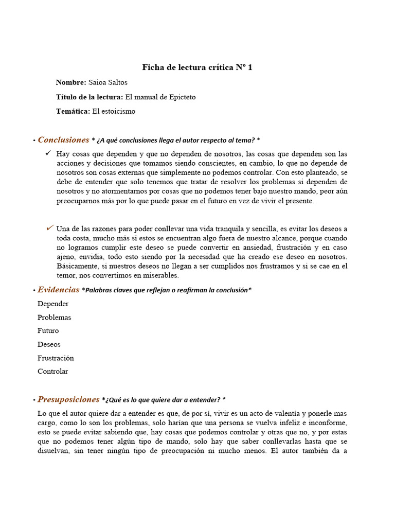 Control Lectura Filo | PDF