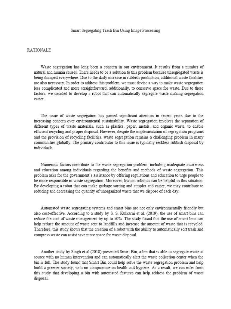 Smart Segregating Trash Bin Using Image Processing Pdf Waste
