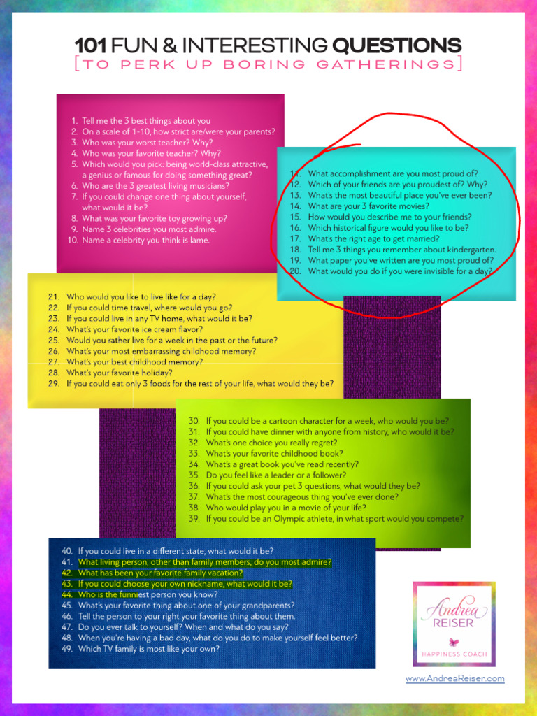 101-Fun-Interesting-Questions- | PDF