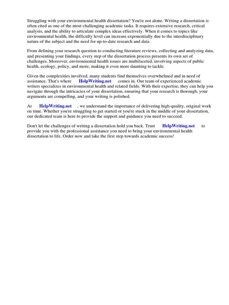 Environmental Health Dissertation Examples | PDF | Pollution | Epidemiology