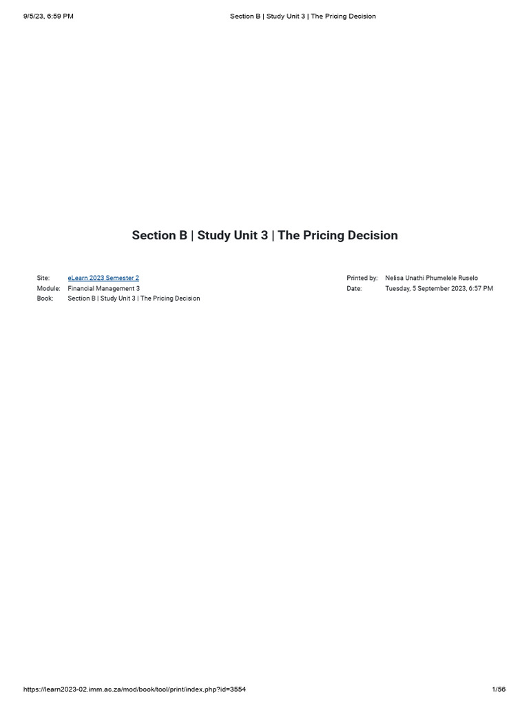 Section B _ Study Unit 3 _ the Pricing Decision | PDF | Demand | Elasticity (Economics)