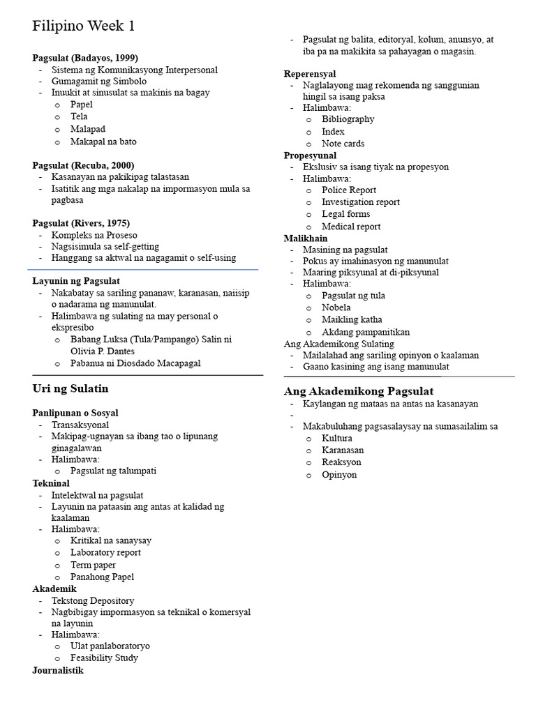 Filipino Reviewer | PDF