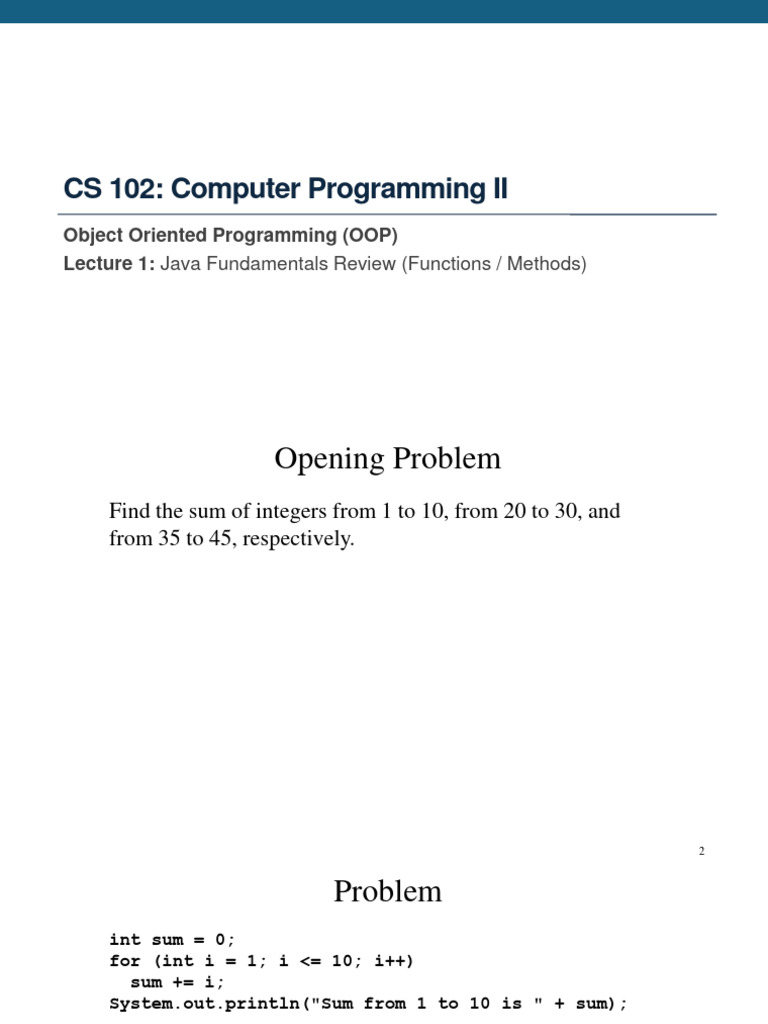 CS102 Lecture 01 p2 | PDF