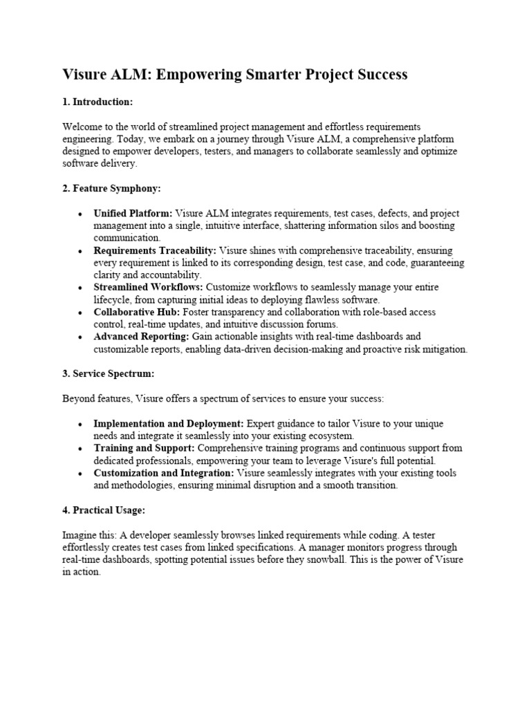 Visure ALM | PDF | Software Testing | Project Management Visure ALM | PDF | Software Testing | Project Management