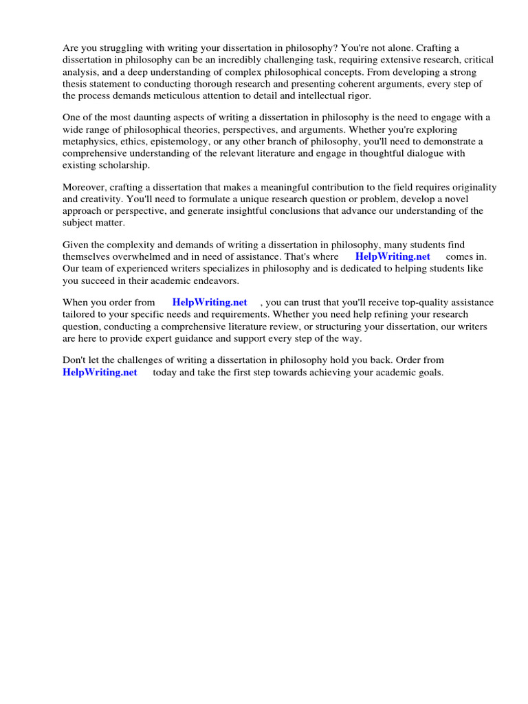 Philosophy Dissertation Writing Help | PDF | Thesis | Cognition