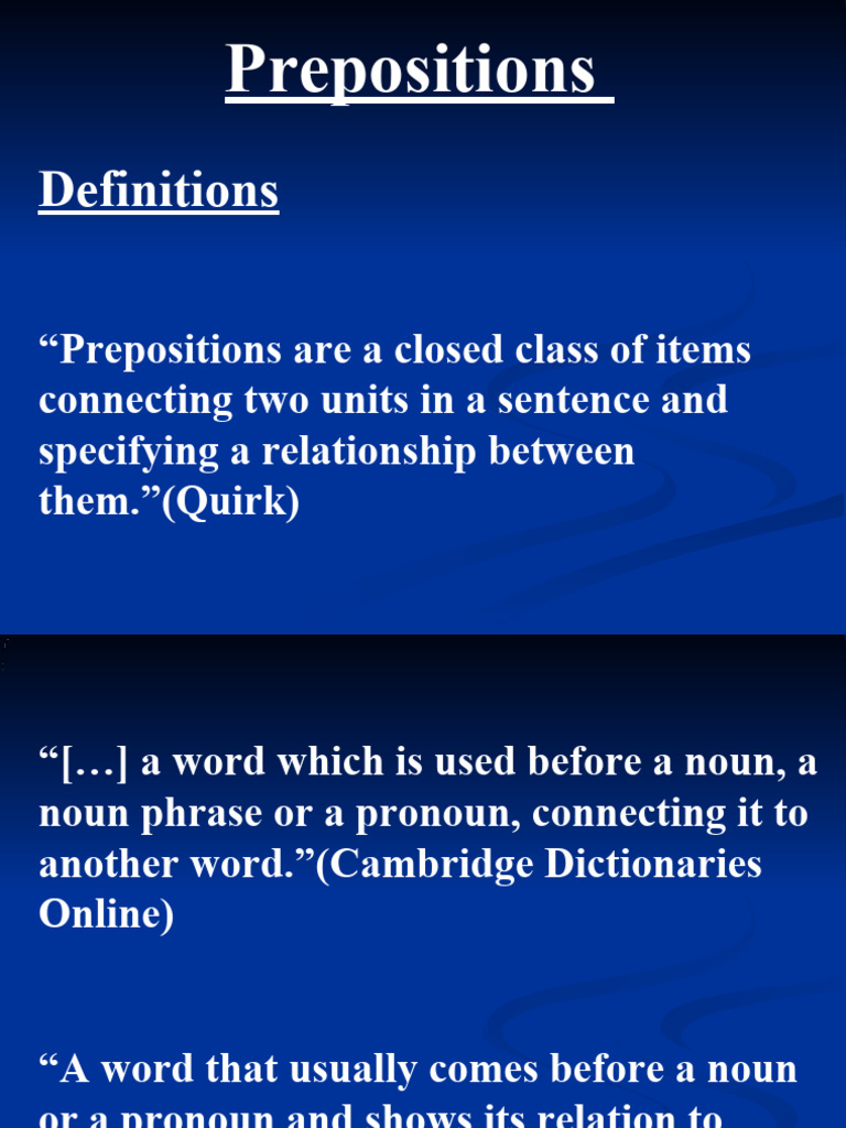 Prepositions | PDF | Preposition And Postposition | Word