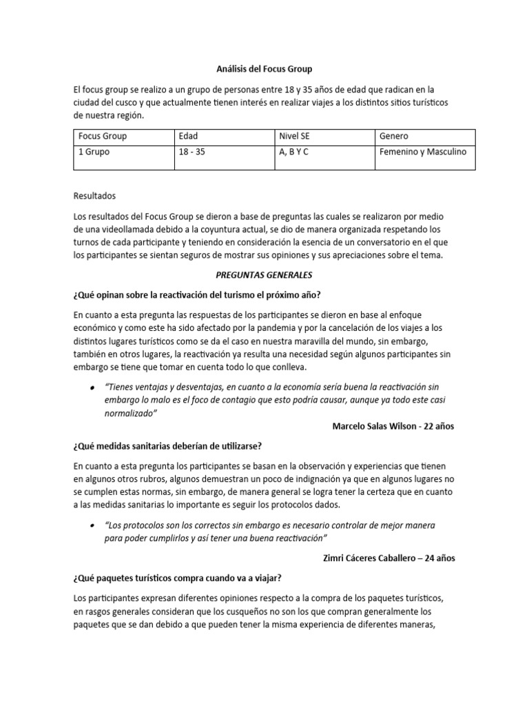 Análisis del Focus Group | PDF
