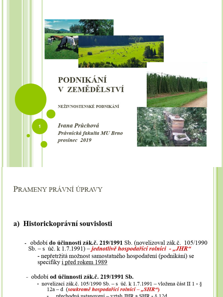 Podnikani V Zemedelstvi2019 - Ivana Pruchova | PDF