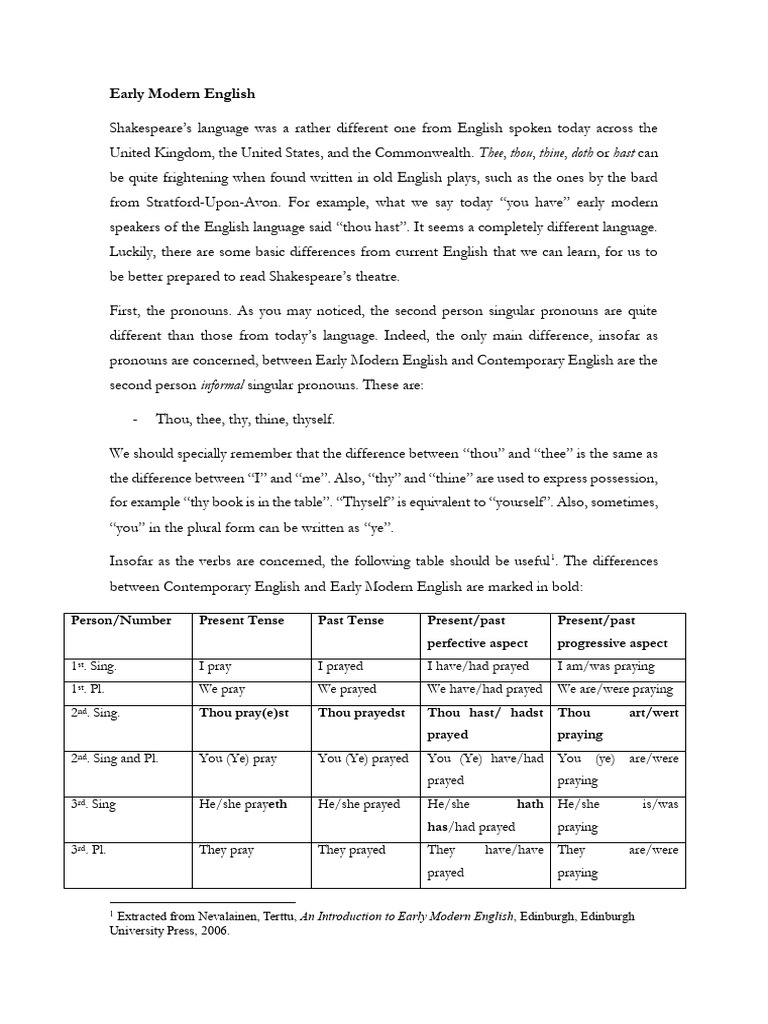 02) Early Modern English | PDF | Thou | Linguistic Morphology