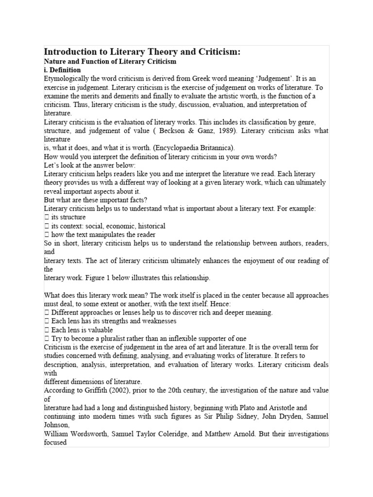 Introduction To Literary Theory and Criticism | PDF | Plato | Poetics (Aristotle)