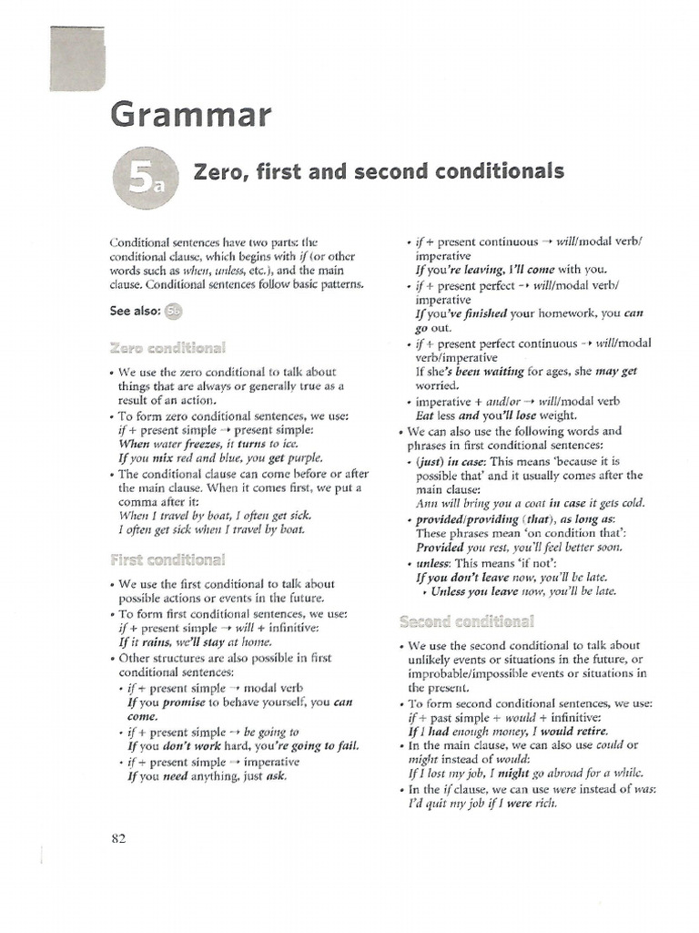 Grammar 5a Zero, First and Second Conditionals | PDF