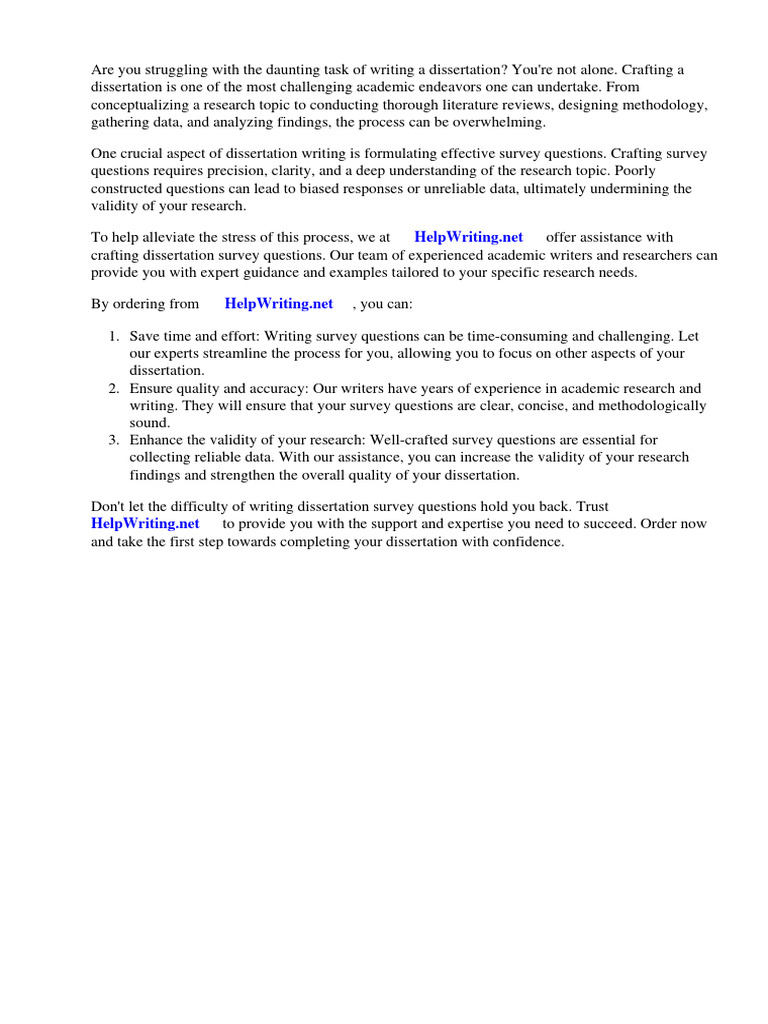 Dissertation Survey Questions Examples | PDF | Survey Methodology ...