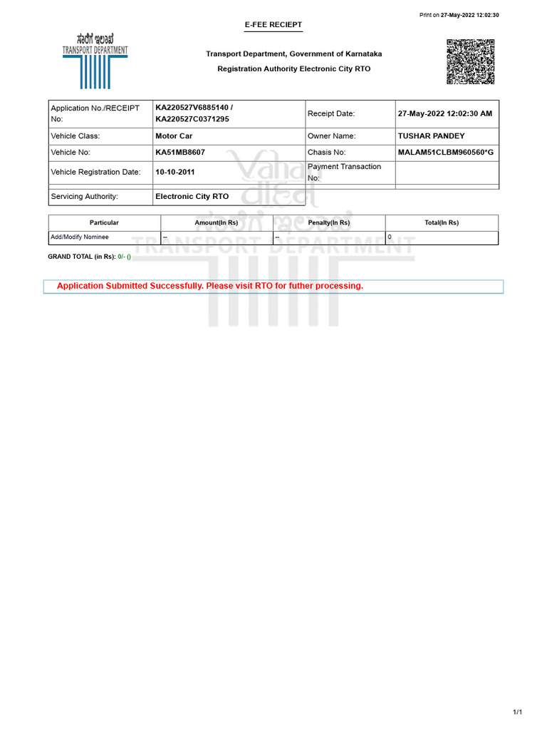 VAHAN 4.0 (Citizen Services) - Onlineapp01 - 135 - 8000 | PDF