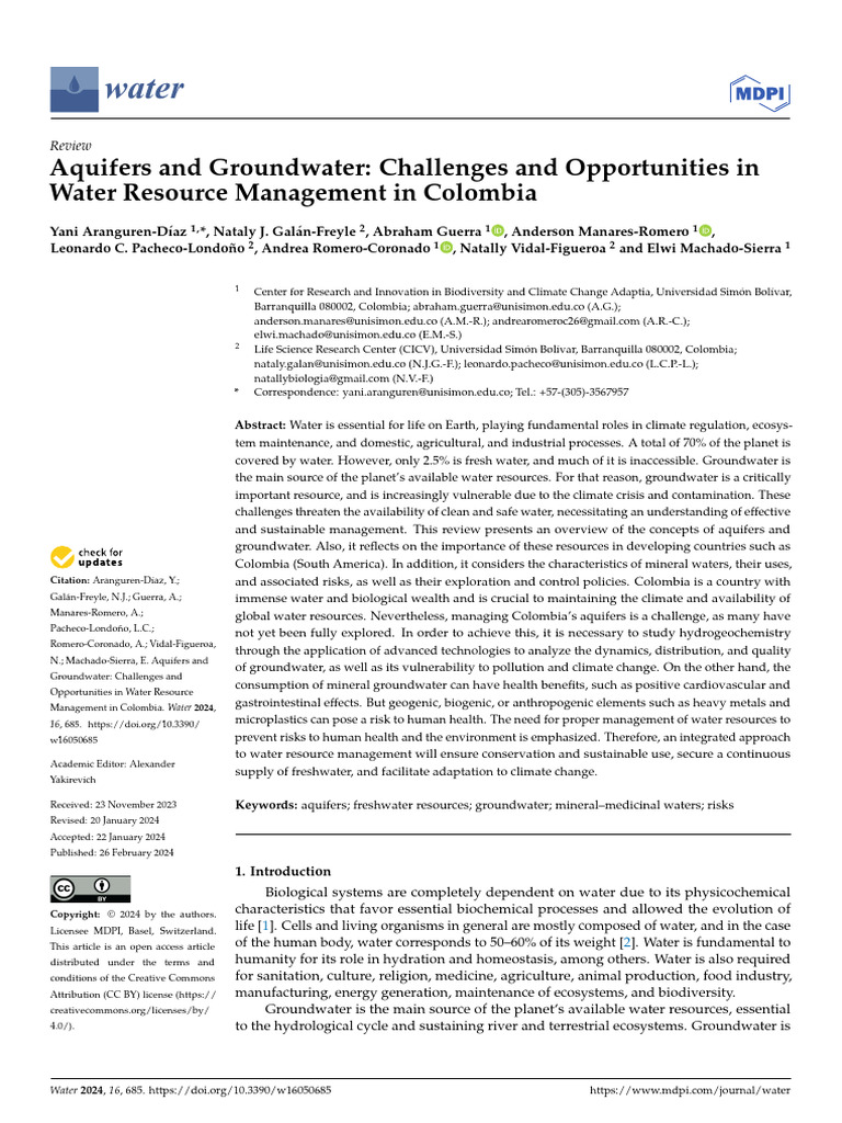 Aquifers and Groundwater Challenges and Opportunit | PDF | Aquifer | Groundwater
