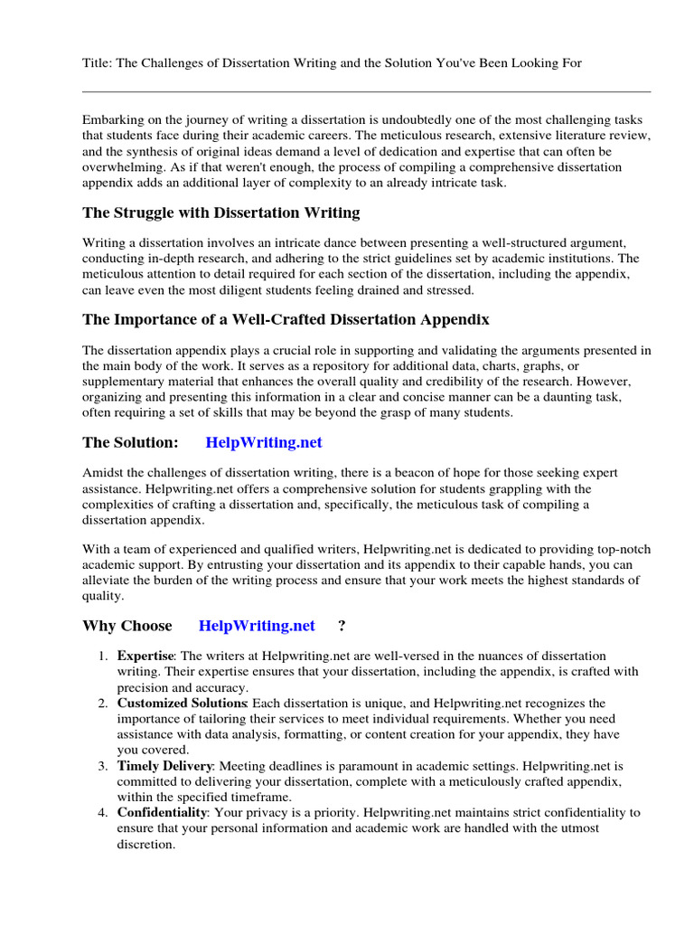 What To Put in Dissertation Appendix | PDF | Thesis | Citation