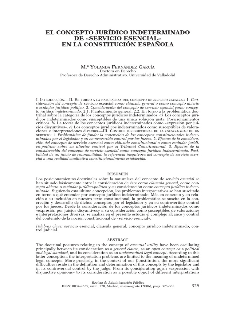 Concepto Jurídico Indeterminado: Servicio Esencial | PDF | Constitución ...