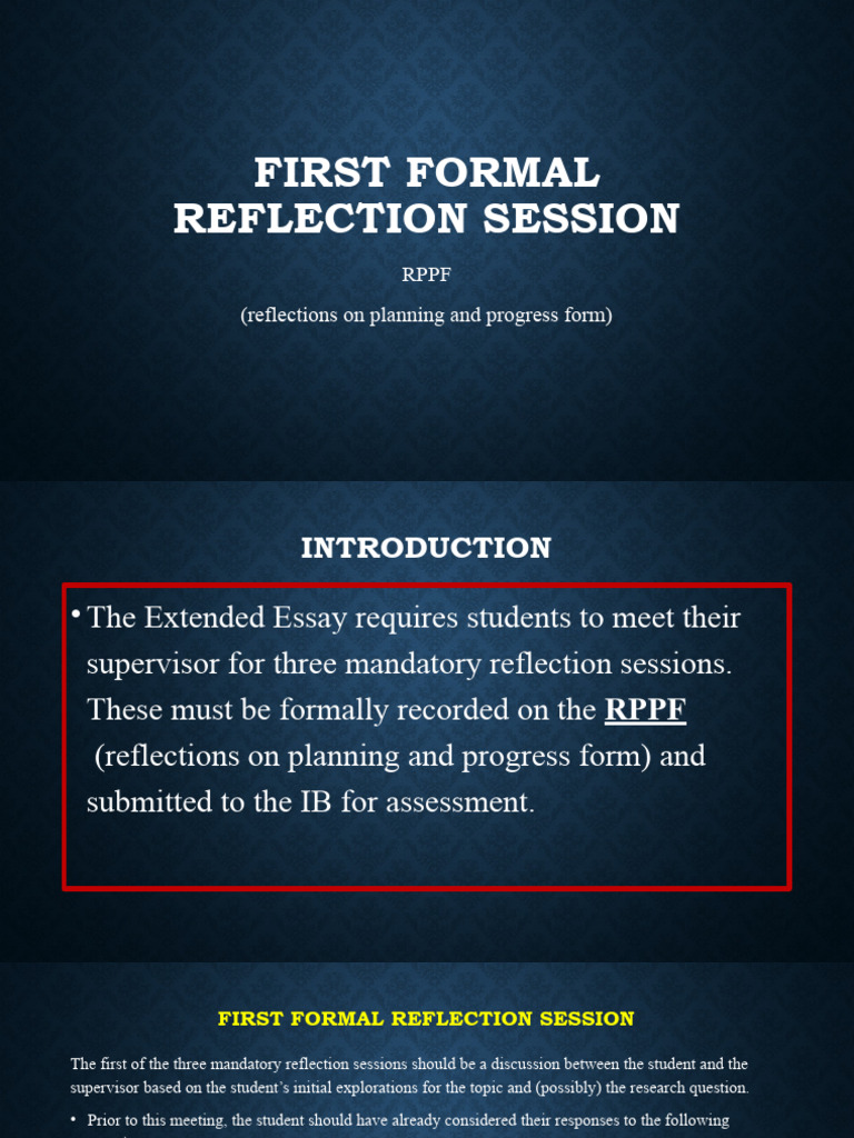 First Formal Reflection Session | PDF | Thesis | Essays