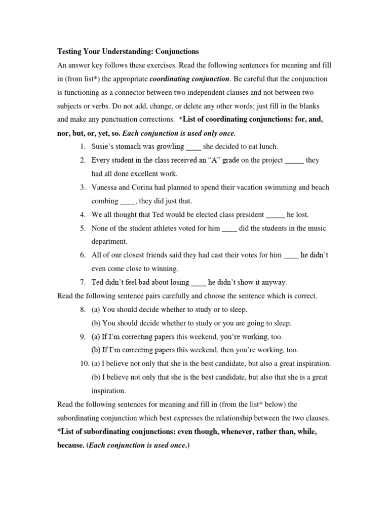 Conjunction Practice | PDF | Languages | Foreign Language Studies