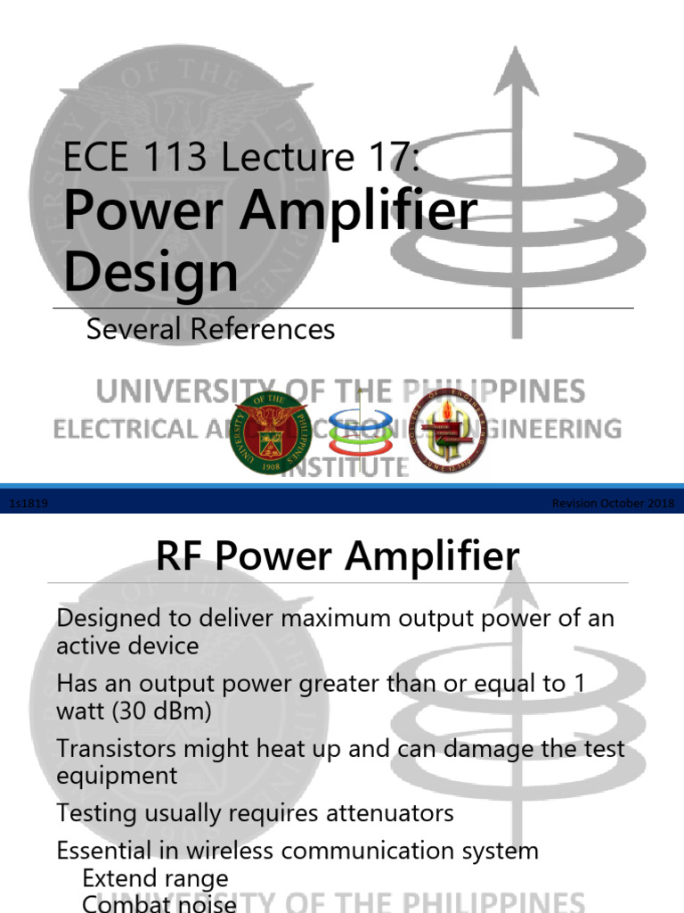 Ece113 Lec17 Power Amplifier Design | PDF | Amplifier | Field Effect ...