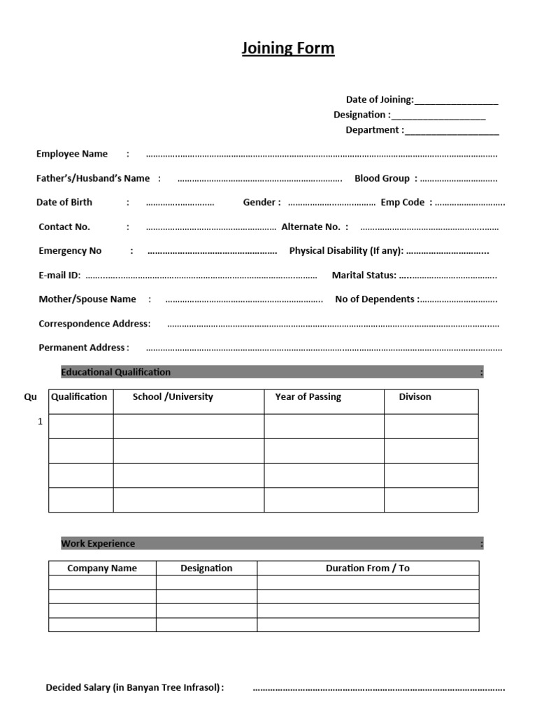 Employee Joining Form | PDF | Justice | Crime & Violence
