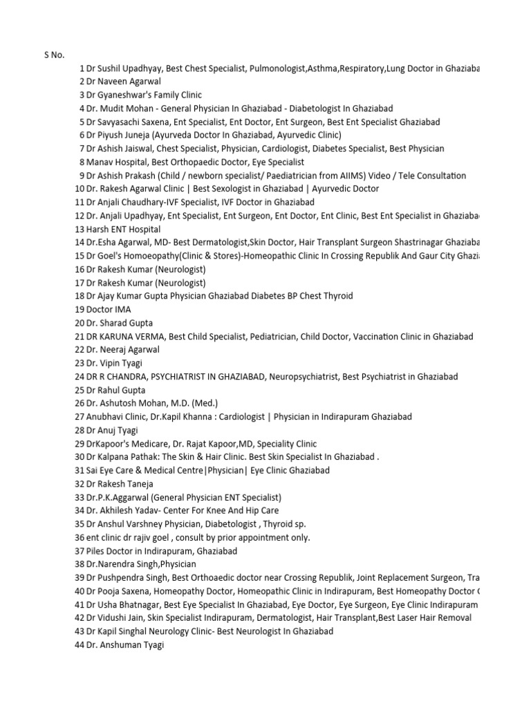 Doctor Data - Deepika | PDF | Neurology | Clinic