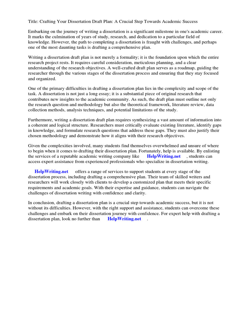 Dissertation Draft Plan | PDF | Thesis | Methodology