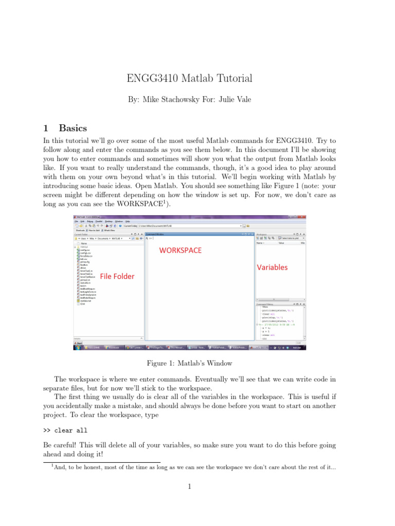 Matlab Tutorial | Download Free PDF | Matrix (Mathematics) | Determinant