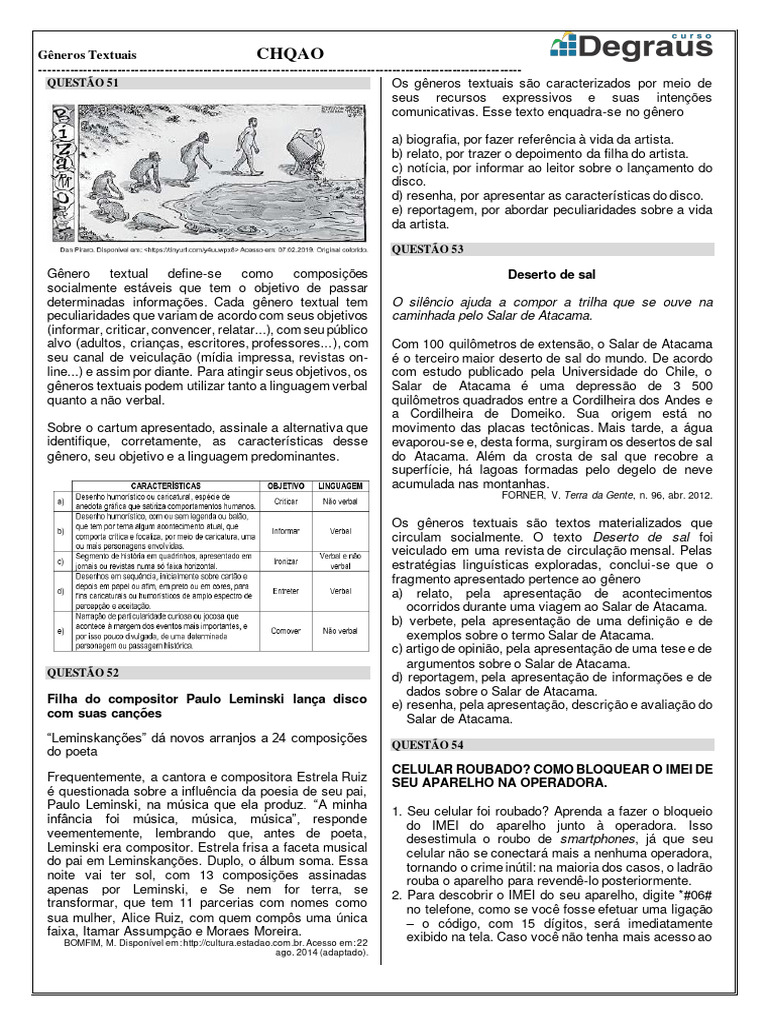 3.-Exercicios-Generos-Textuais-1 | PDF | Livros | Comunicação 3.-Exercicios-Generos-Textuais-1 | PDF | Livros | Comunicação