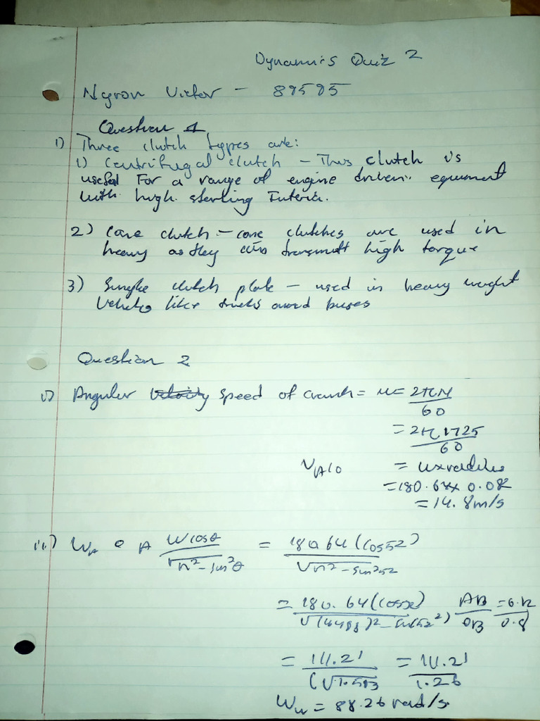 Dynamics Final Quiz 2 | PDF Dynamics Final Quiz 2 | PDF