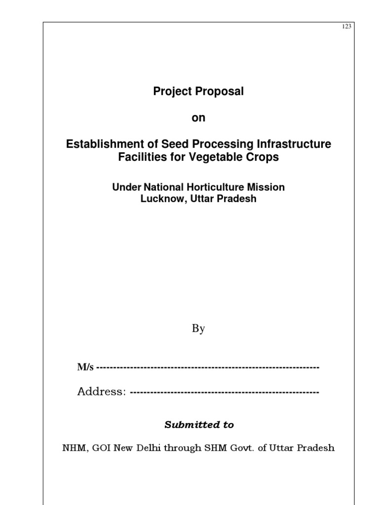 Project Proposal On Establishment of Seed Processing Infrastructure ...