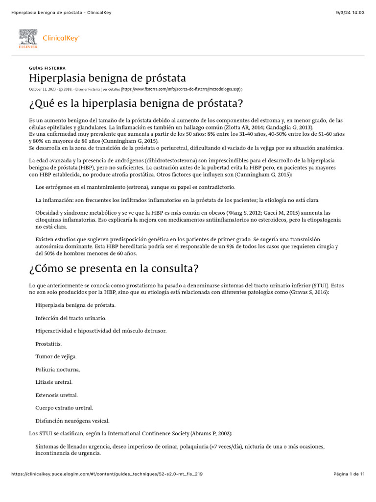 Grados de Hiperplasia Benigna de Próstata | PDF | Antígeno específico ...