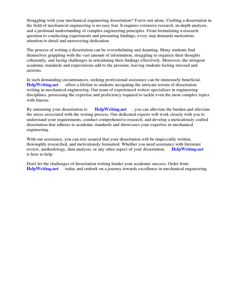 Dissertation Mechanical Engineering | PDF | Thesis | Engineering