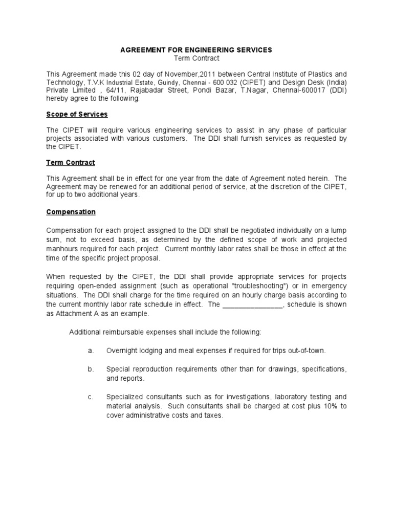 Engineering Services Agreement | PDF | Social Institutions | Social Science