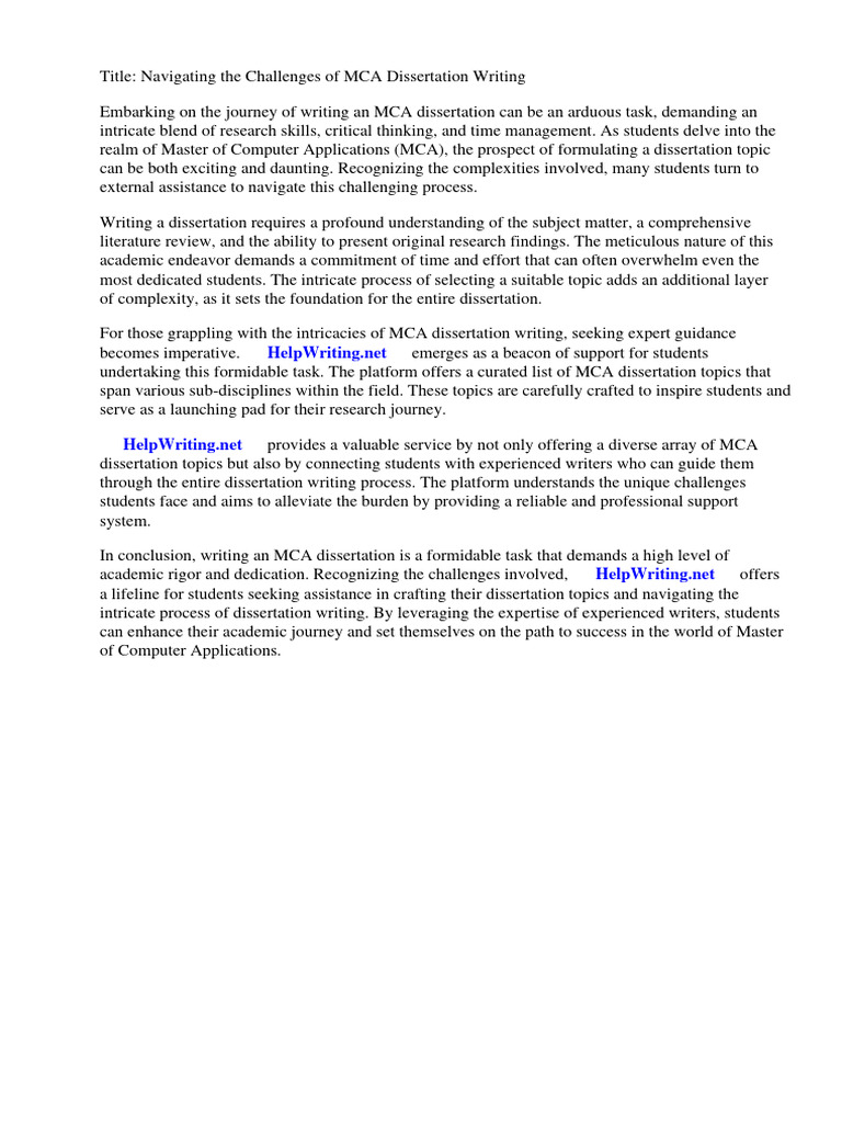 Mca Dissertation Topic List | PDF | Thesis | Nursing