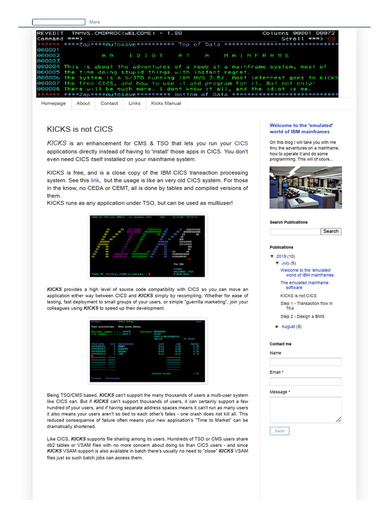 An Idiot at A Mainframe - KICKS Is Not CICS | PDF | Software | Computing